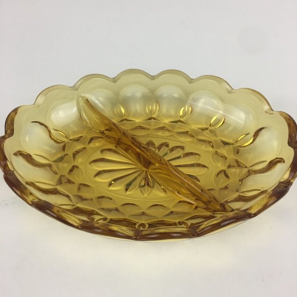 Anchor Hocking | Dining | Vtg Orange Amber Pressed Glass Candy Olive ...